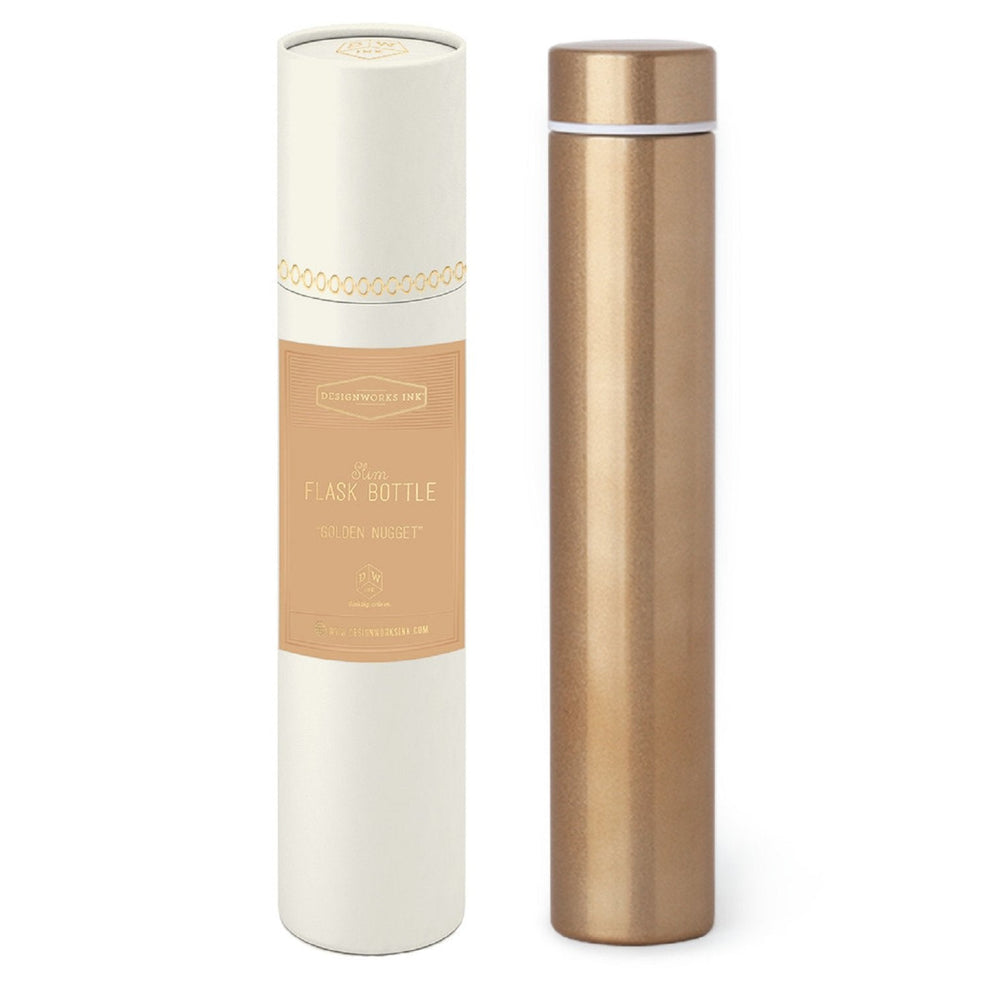 Slim Flask Bottle In Tube - Gold – Designworks Collective UK