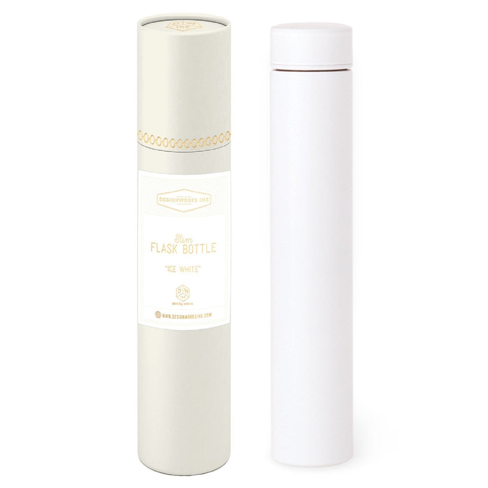Slim Flask Bottle In Tube - Ice White – Designworks Collective UK